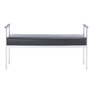 Michelle Long Rectangle Bench With Arms Black/Chrome - Contemporary ...