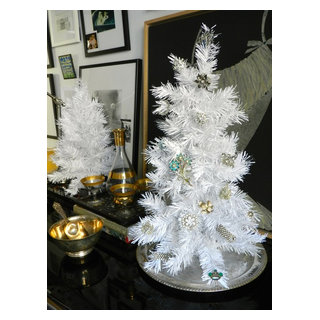 Winter White Tabletop Trees decorated by Frances Bailey - Modern - San ...