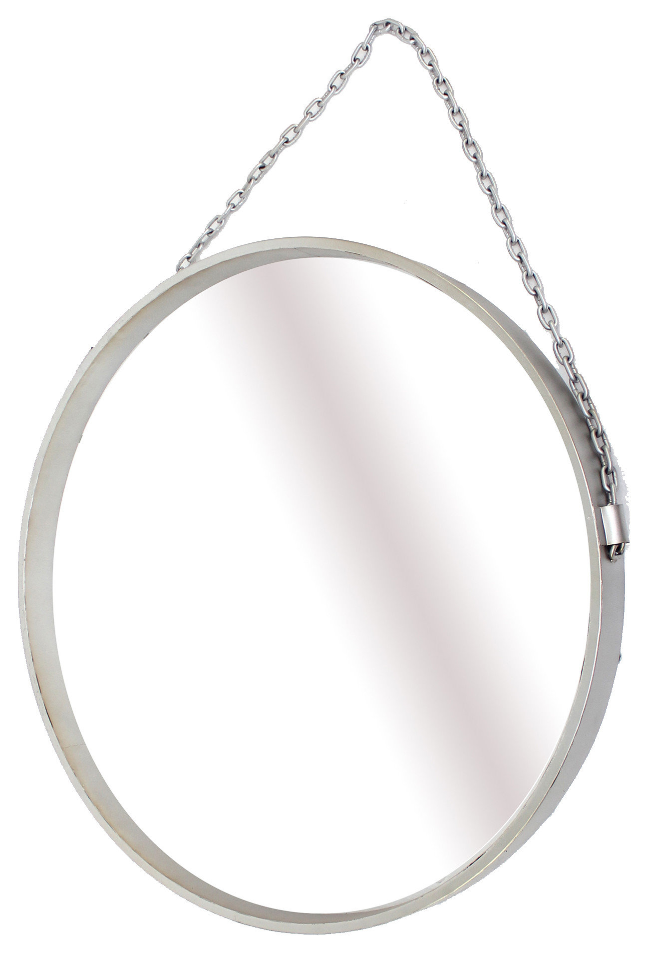 Modern Style Round Metal Wall Mirror with Hanging Chain, Silver ...