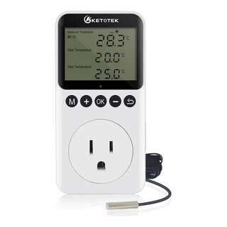 Digital Day/Night Thermostat Outlet Plug With Timer, Heating/Cooling ...