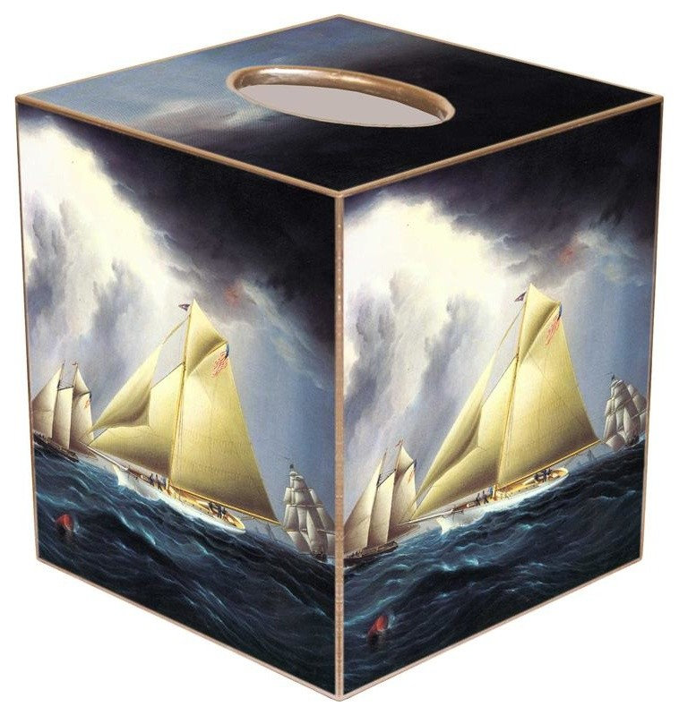 TB109-Nautical Sailboat Tissue Box Cover - Traditional - Tissue Box ...