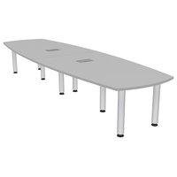 10 Person Arc Boat Conference Room Table with Power Modules Post Legs ...