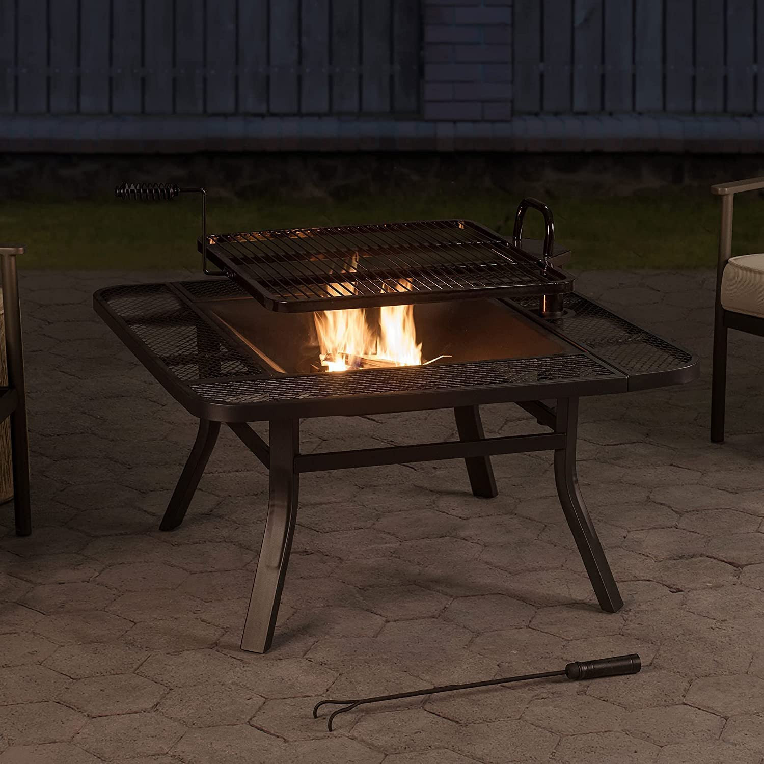Sunjoy 38" Outdoor Fire Pit Black Large Wood Burning - Transitional ...