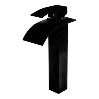Novatto Eclipse Single Lever Waterfall Vessel Faucet, Matte Black GF ...