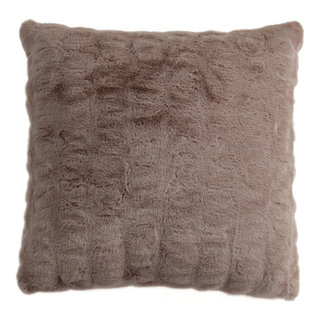 Ruched Rabbit Euro Faux Fur Pillow with Down Insert, 27"x27 ...