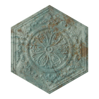 Zinc Hex Decor Porcelain Floor and Wall Tile Sample - Farmhouse - Tile ...