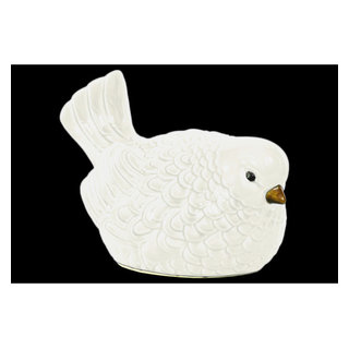 Nodding Bird Figurine, Ceramic, Glossy White - Contemporary - Garden ...
