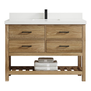 Willow Collection Parker Solid Teak Wood Bathroom Vanity With