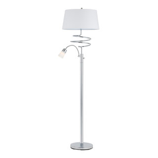 Metal Floor Lamp with Stalk Support and Gooseneck Design Light, Silver ...