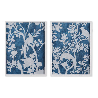 2-Piece Aviary Cyano Print Set - Contemporary - Prints And Posters - by ...