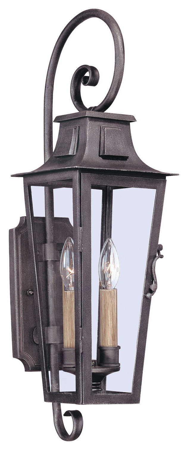 Parisian Square Two Light Wall Lantern, Aged Pewter - Traditional ...