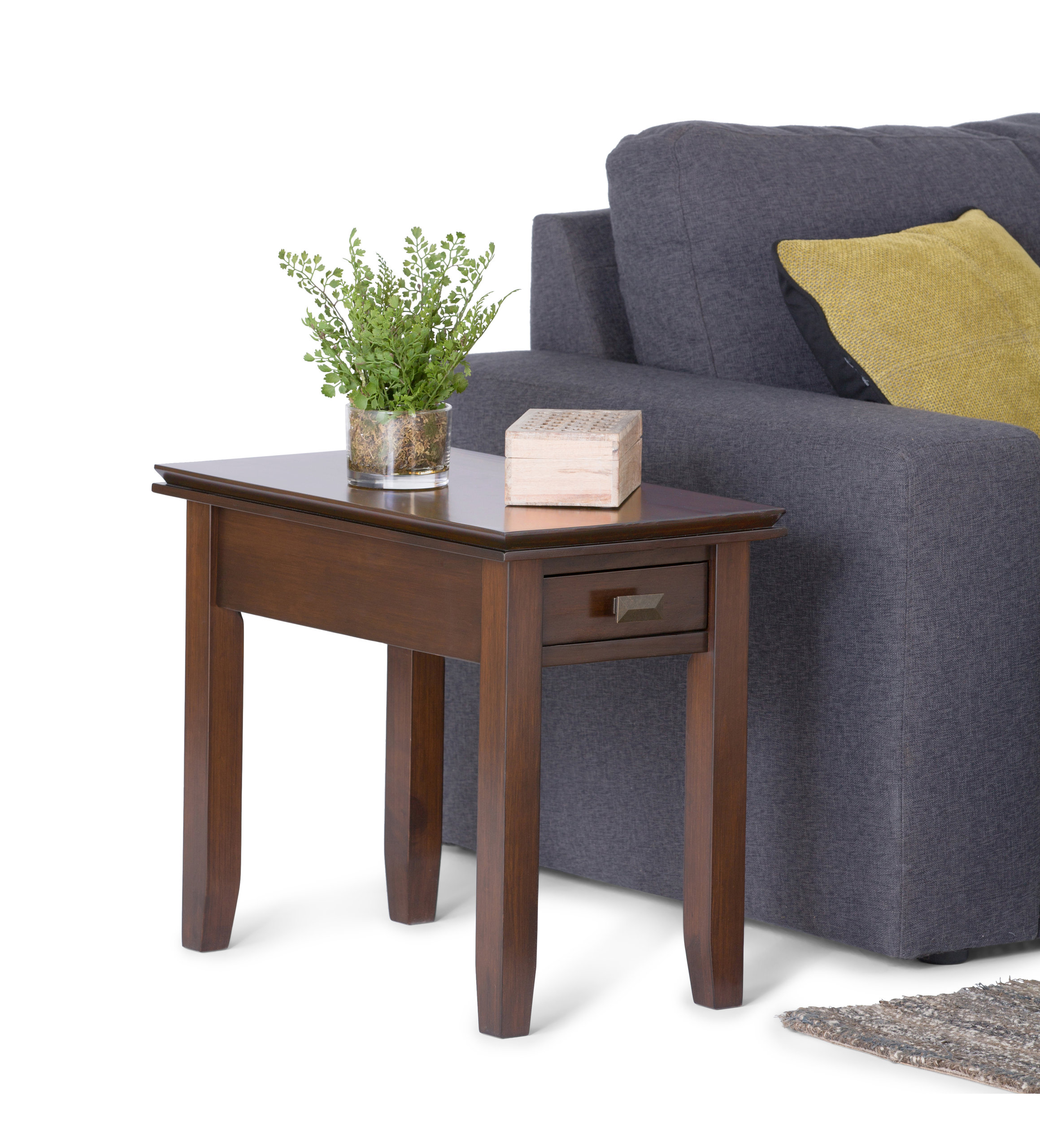 Artisan Solid Wood 14 Inch Wide Rectangle Narrow End Side Table In ...