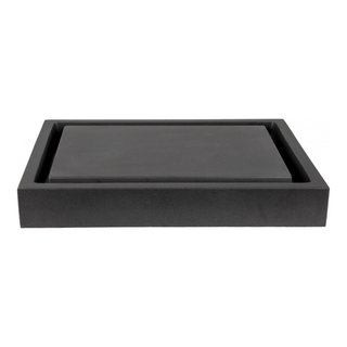 Modern Black Lava Stone Rectangular Infinity Pool Bath Vessel Sink, 22 ...