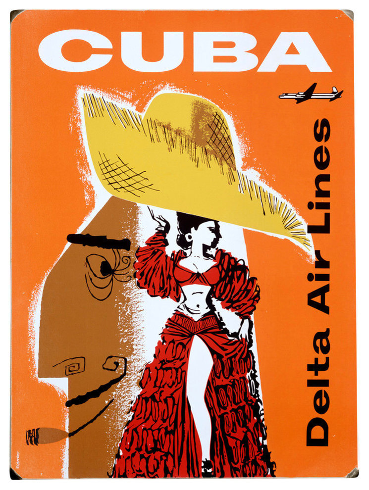 Cuba Delta Air Lines Travel Poster - Wall Decor by Slattery, 14"x20 ...