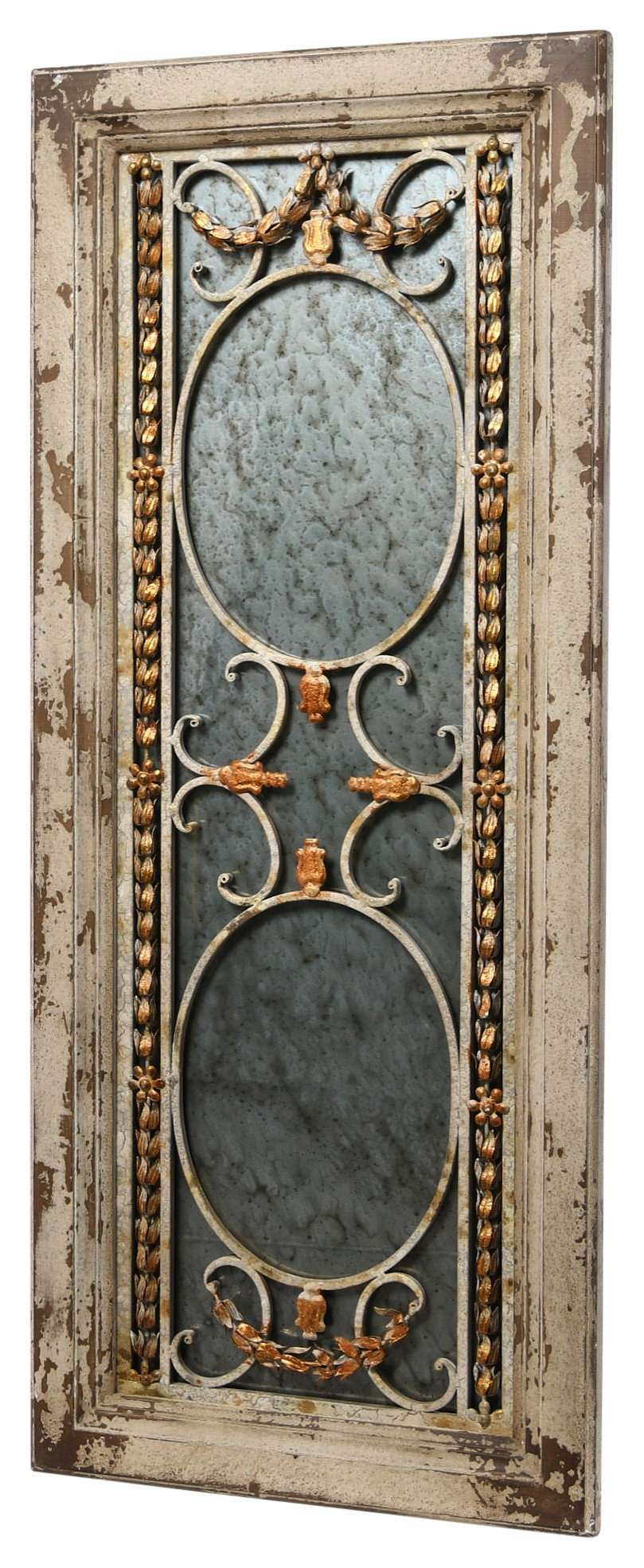 Antique Wood Framed Wall Mirror With Metal Accents, Silver - French ...