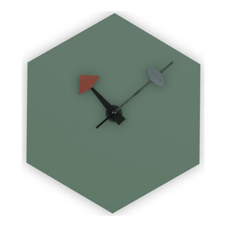 Modern Design Hexagon Shaped Silent Non-Ticking Wall Clock, Green ...