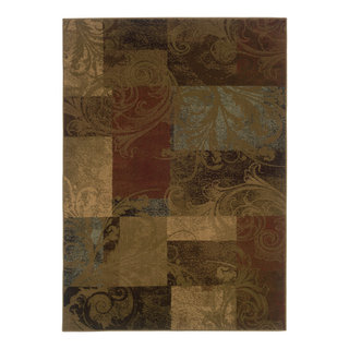 Harrison Geometric Green and Red Rug, 7'8"x10'10" - Contemporary - Area ...