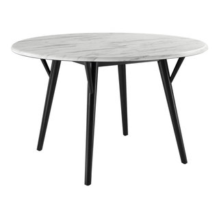 Gallant 50" Round Performance Artificial Marble Dining Table Black ...