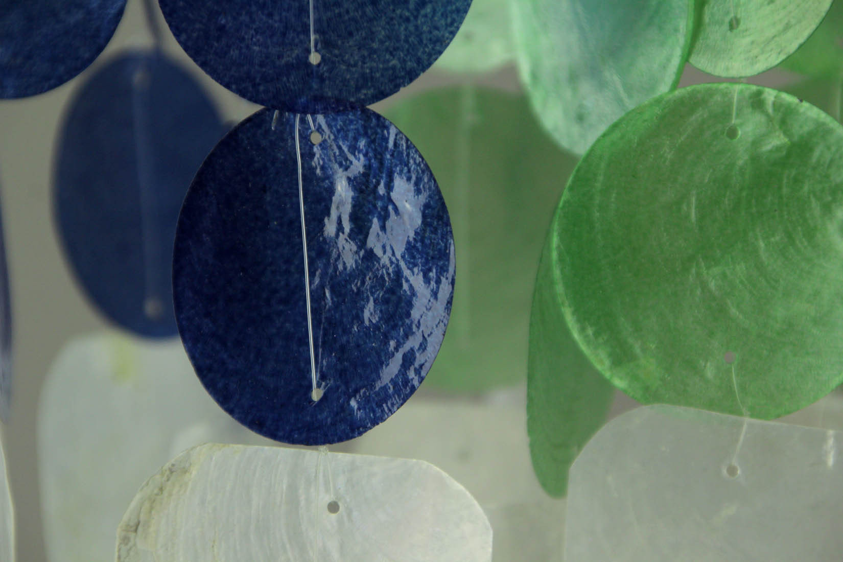 Blue Green and White Capiz Shell Wind Chime for Garden Patio Yard Set ...