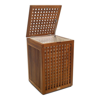 Grate Teak Laundry or Storage Hamper, Large Size - Transitional ...