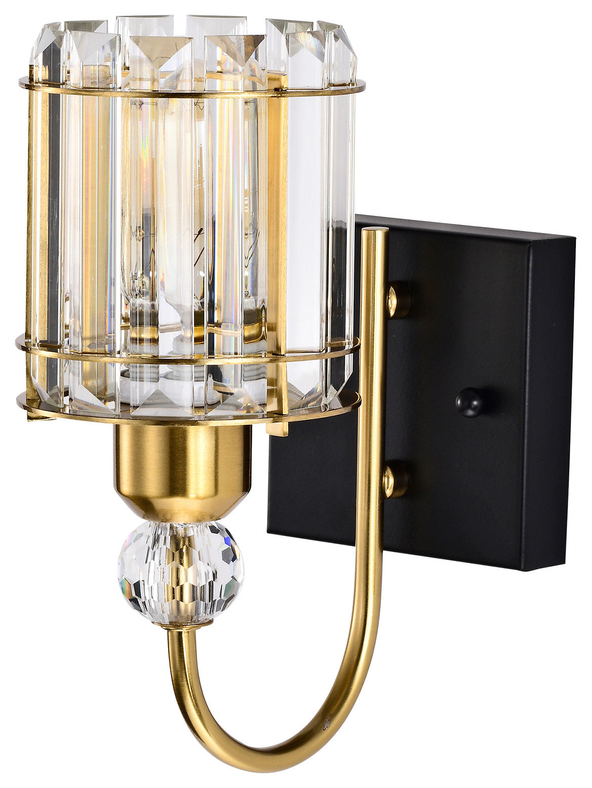 Aitana 5 in. 1-Light Indoor Brass Finish Wall Sconce with Light Kit ...