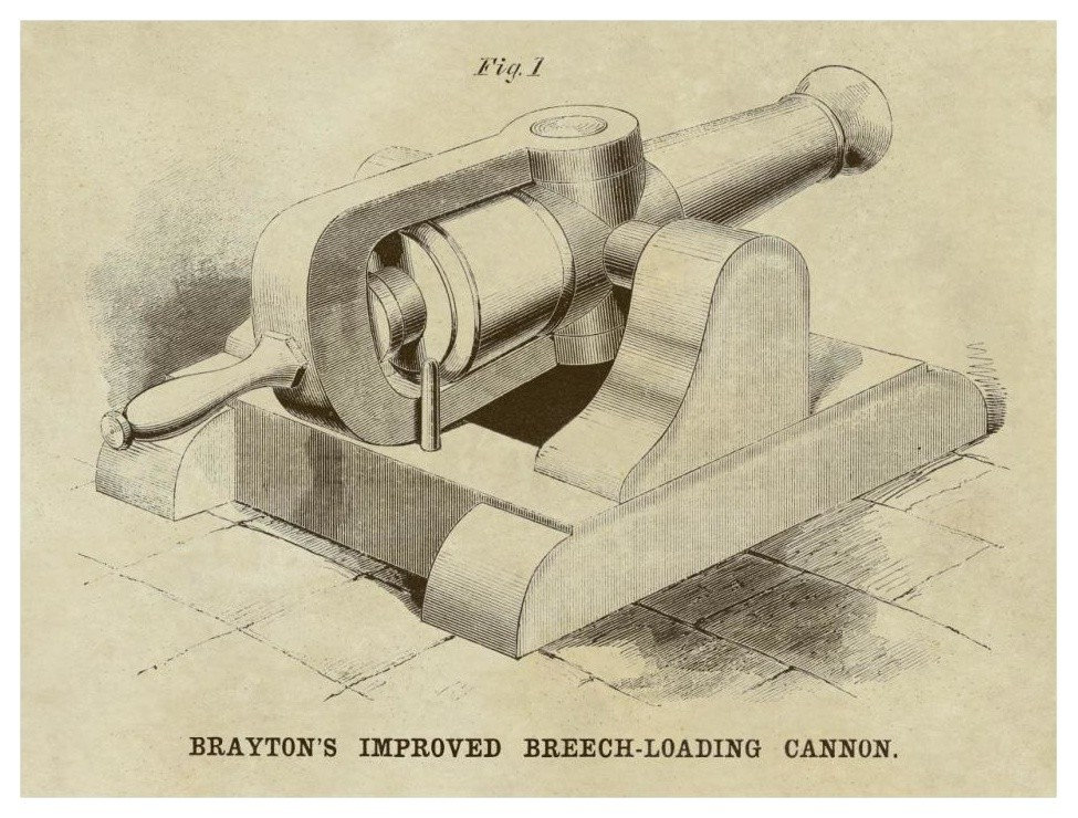 "Brayton's Improved Breech-loading Cannon" Paper Print by Inventions ...