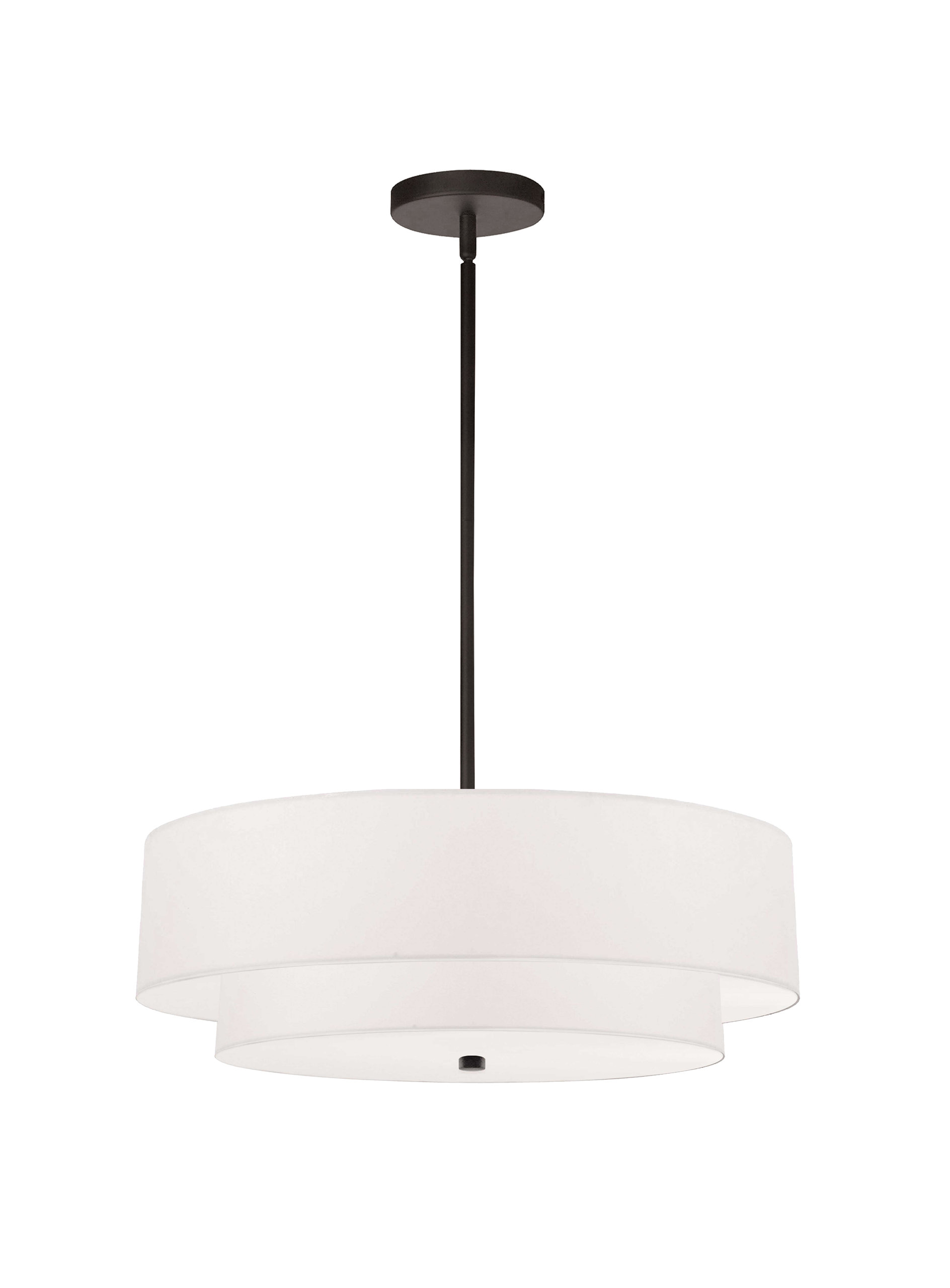 Matte Black Transitional Pendant, White Shade - Transitional - Pendant ...