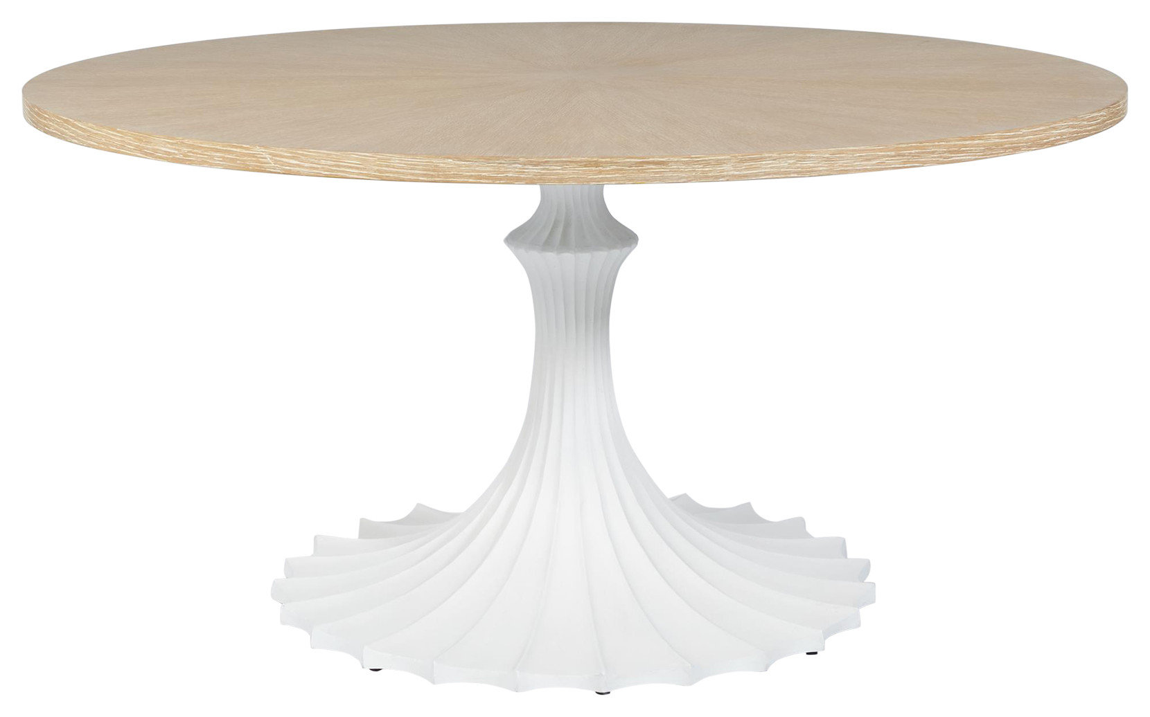 Flute Table 60" Cerused Oak Top With 34" Gold Leaf Base, 30"H x 60"Dia ...