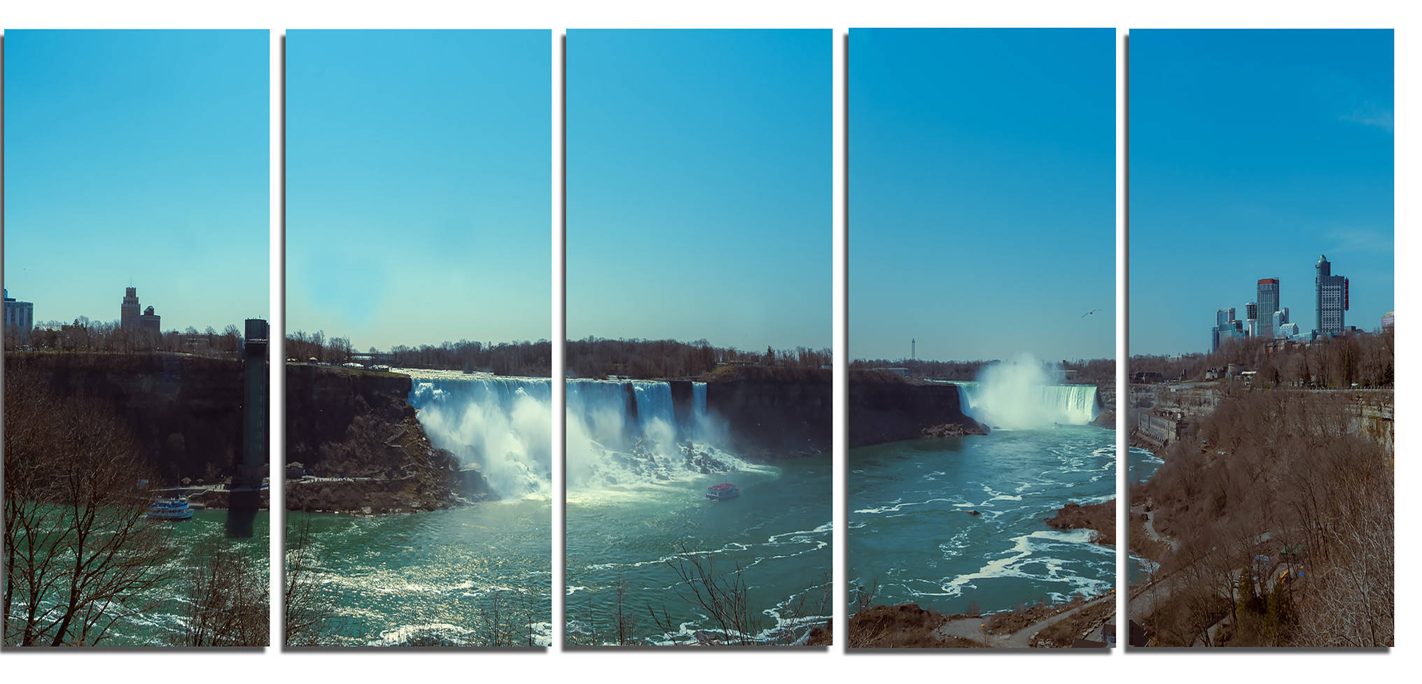 "Niagara Falls Viewed from Canada" Metal Wall Art, 60"x28" 5 Panel ...