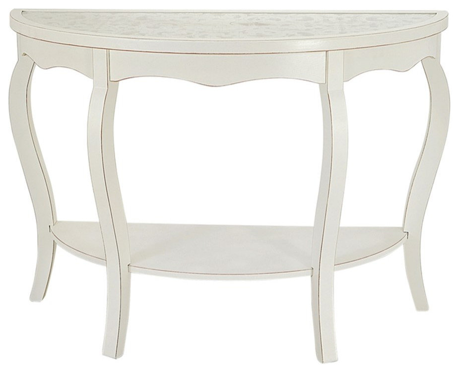 Gallerie Decor Antiqued Carved Transitional Wood/Glass Console Table in ...