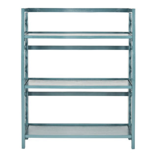 Robin 3 Tier Low Bookcase, Teal - Contemporary - Bookcases - by Rustic ...