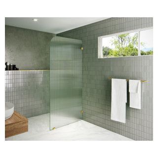 34 in. x 78 in. Frameless Shower Door, Single Fixed Panel Fluted Radius ...