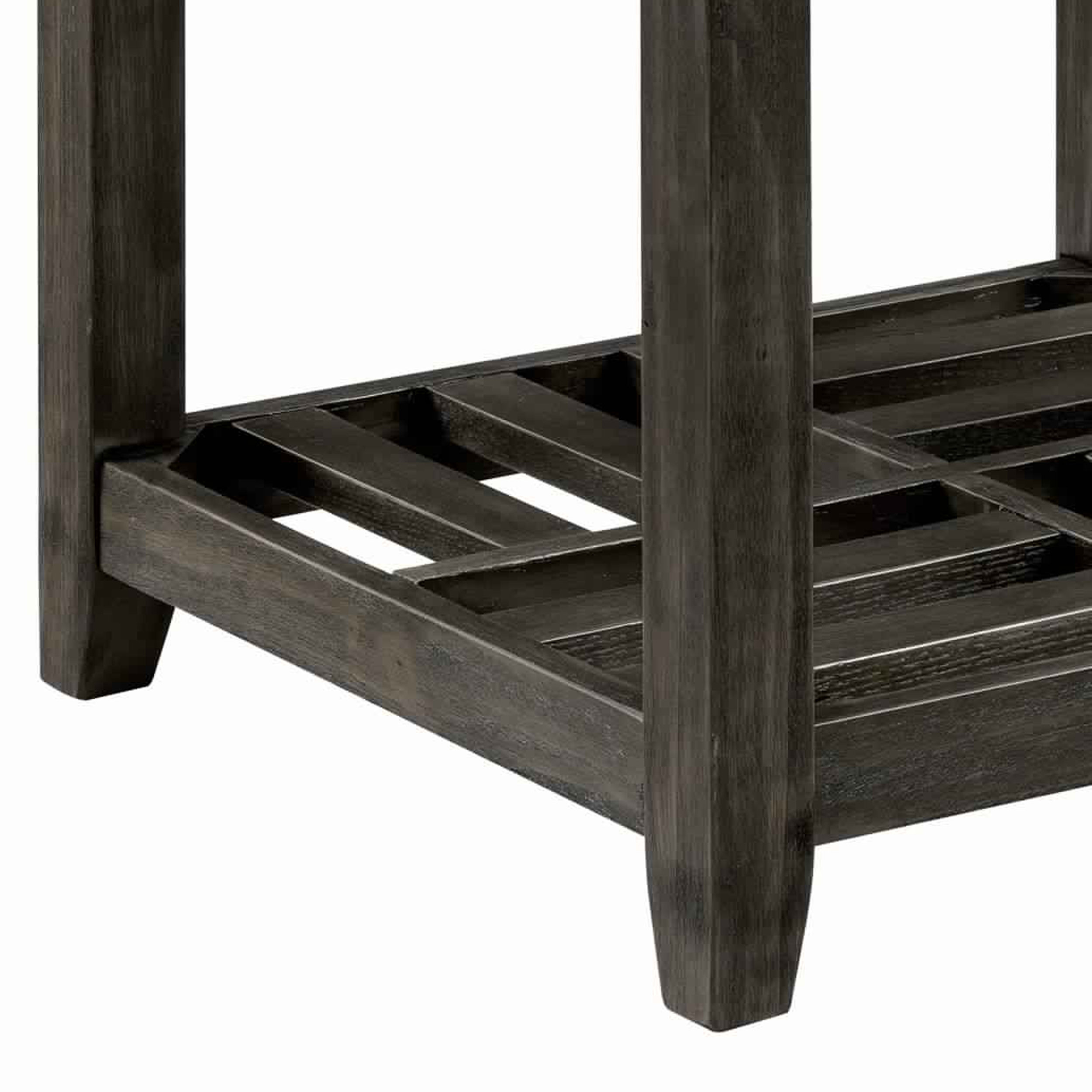 Wooden End Table with Alternate Slatted Bottom Shelf, Dark Gray ...
