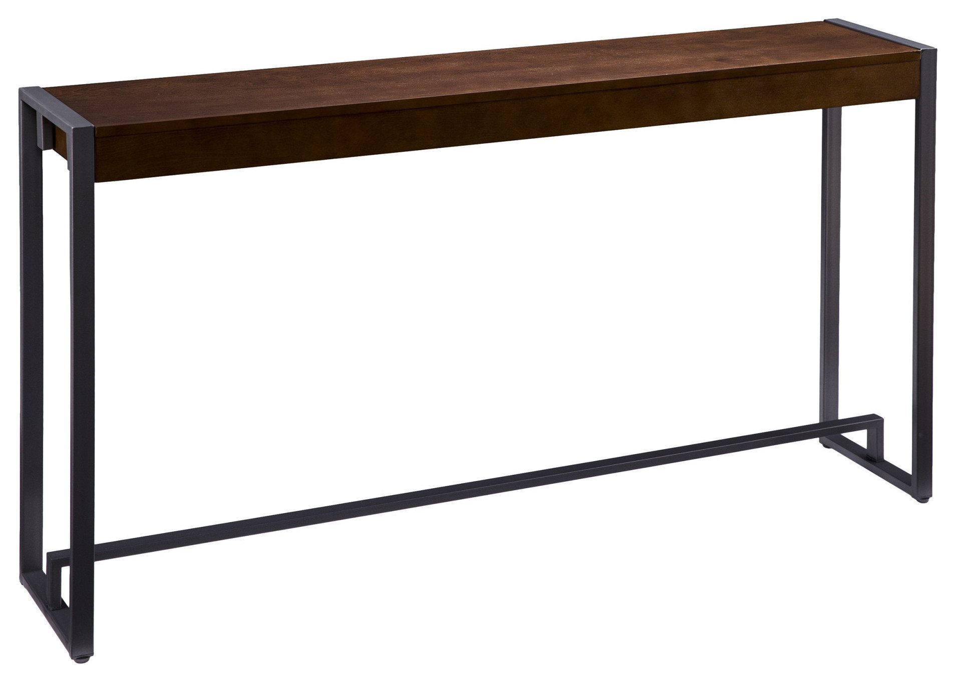 54" Dark Brown and Gunmetal Sled Console Table - Industrial - Console ...
