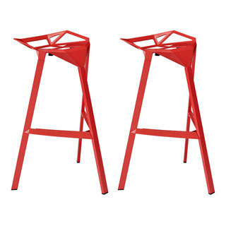 Modern Contemporary Dining Kitchen Stacking Bar Stools, Black, Set of 2 ...