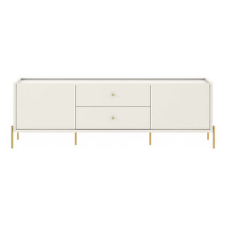 Jasper 72.91" Tv Stand With Steel Gold Legs, Off White Matte ...
