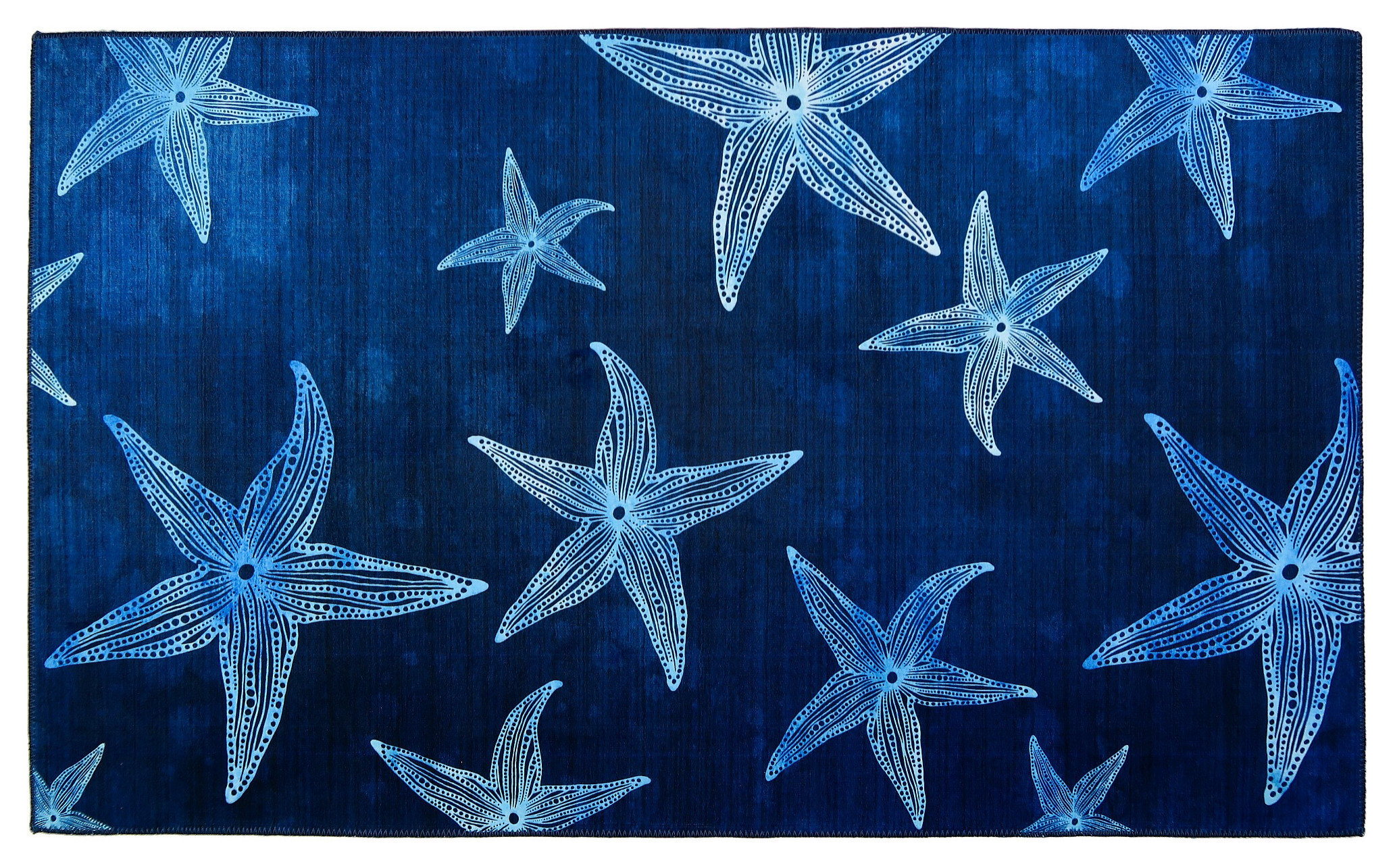 Starfish Blues Homefires Area Rug Coastal Blue Washable Rug, 3'x5 ...