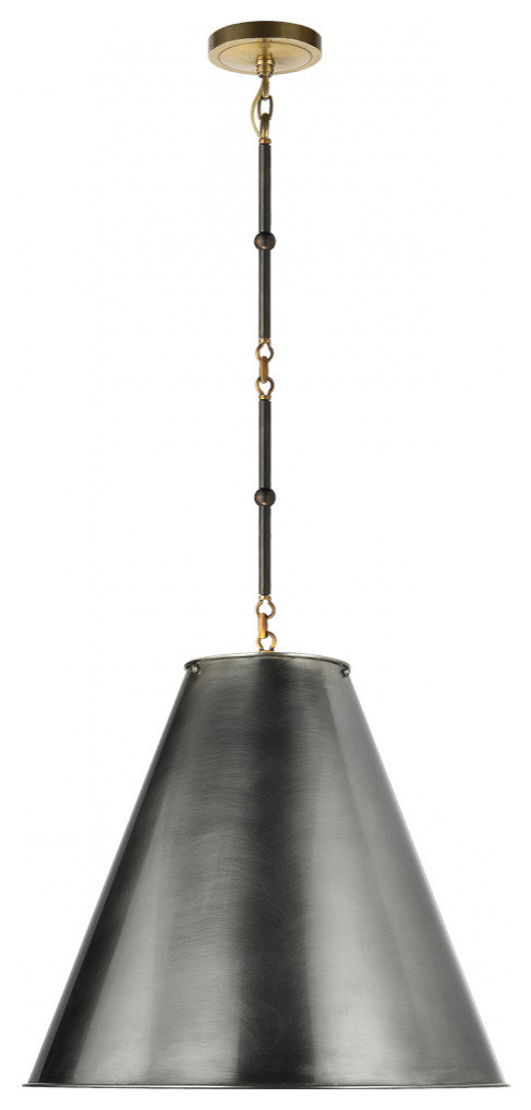 Goodman Pendant, 1-Light, Bronze, Antique Brass, Bronze Shade, 18"W ...