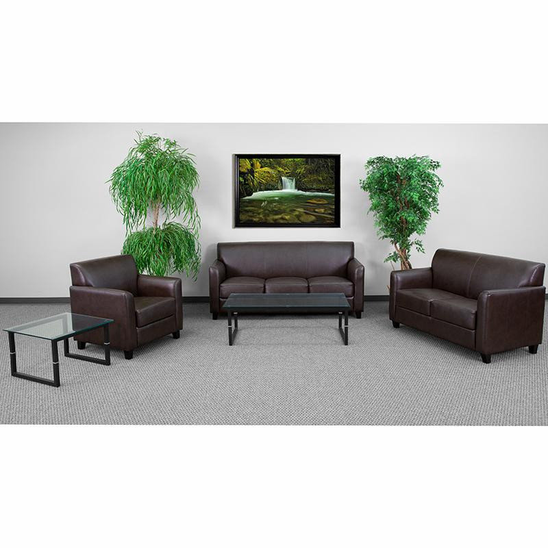 Diplomat Reception Set in Brown LeatherSoft - Contemporary - Living ...