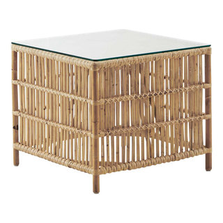 Donatello Rattan Side Table - Glass Top - Natural - Tropical - Side ...