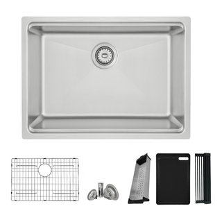 STYLISH 27 inch Workstation Single Bowl Undermount and Drop-in 16 Gauge ...