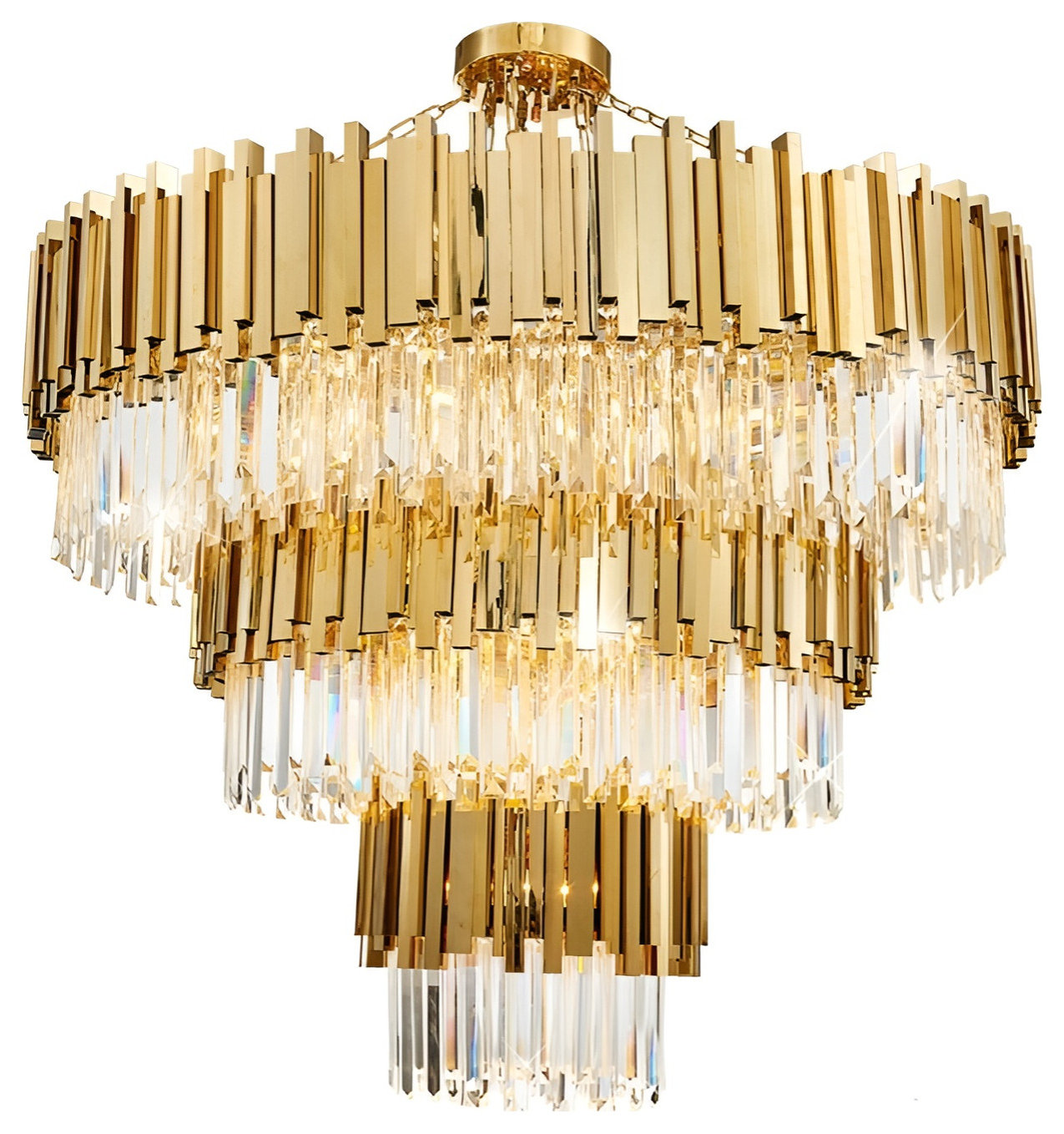 Beausoleil | Empire Gold Crystal Chandelier For Stairway, Dia 35.4'' 3 ...