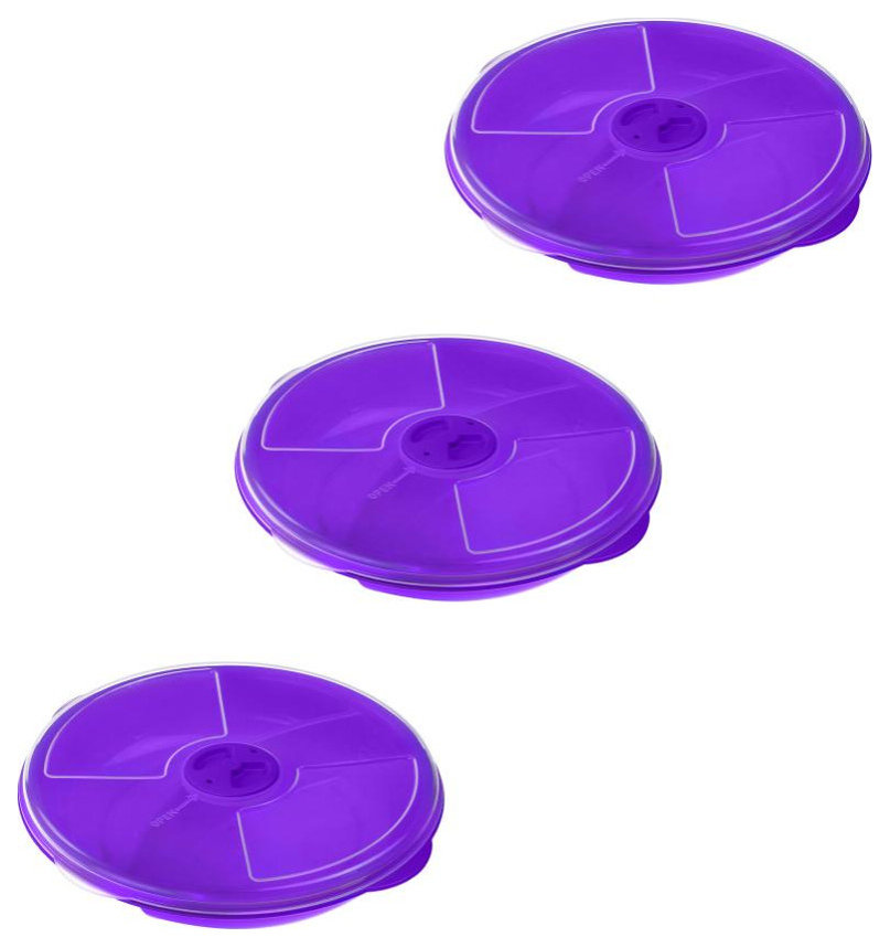 Two Compartment Microwave Tray with Cover, Pack of 3 - Modern - Food ...