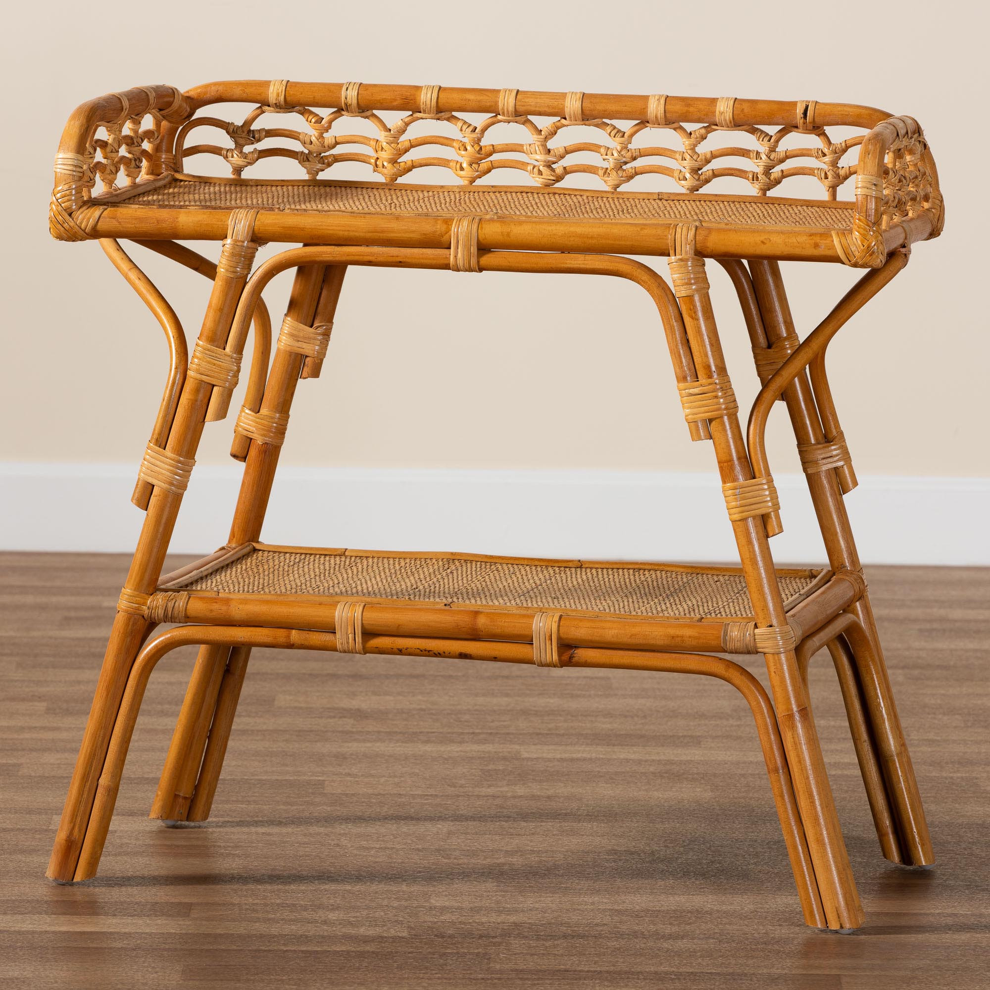 Jodie Natural Rattan 2-Tier Console Table - Tropical - Console Tables ...