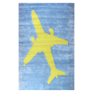 Juniper Blue Plane Rug Handtufted With New Zealand Wool and Viscose, 4 ...