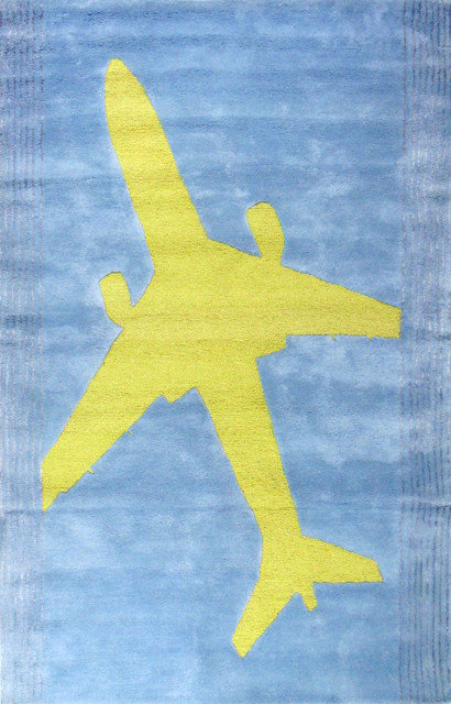 Juniper Blue Plane Rug Handtufted With New Zealand Wool and Viscose, 4 ...