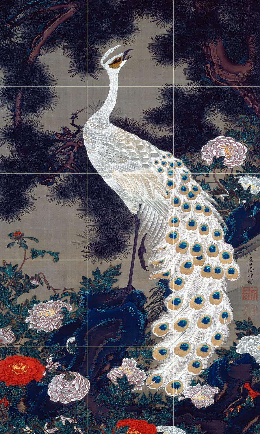 Tile Mural Japanese pattern white peacock Backsplash, 4.25" Ceramic ...