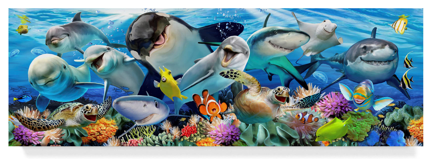 "Large Happy Reef" by Howard Robinson, Canvas Art, 10"x32" - Beach ...