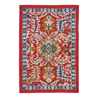 Nourison Passion Psn32 Traditional Rug, Red Multi Colored, Rectangular ...
