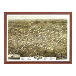 Raleigh Map Framed Art 1872, Vintage North Carolina Wall Decor, 36x24 ...